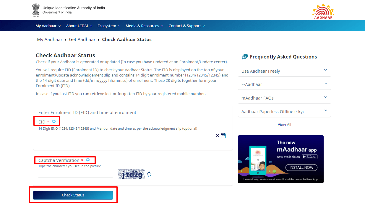 Check Aadhaar Card Status Online Know Your Aadhaar Status