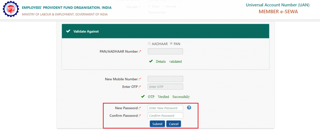 UAN Login- Mobile Number Change in UAN Portal