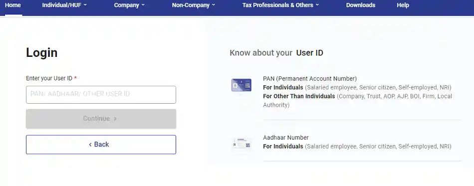 Income Tax Login and Registration Process in IT Department Portal